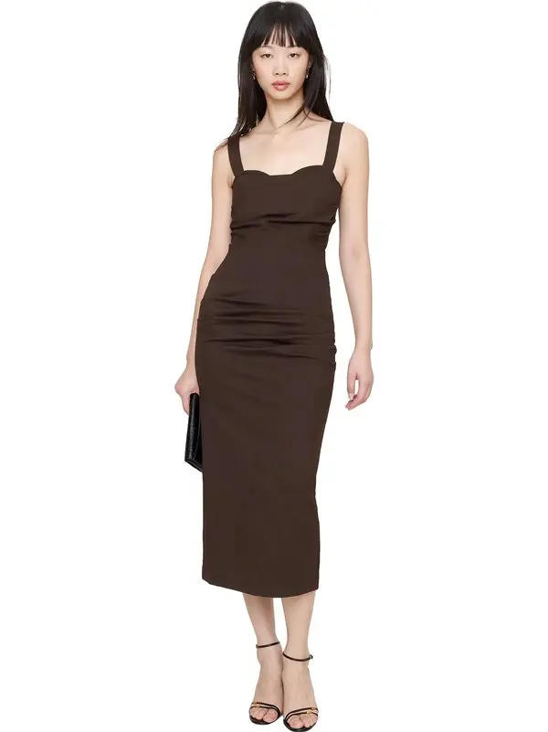 Banana Republic Everywhere Ponte Ruched Midi Dress - Ganache Brown
