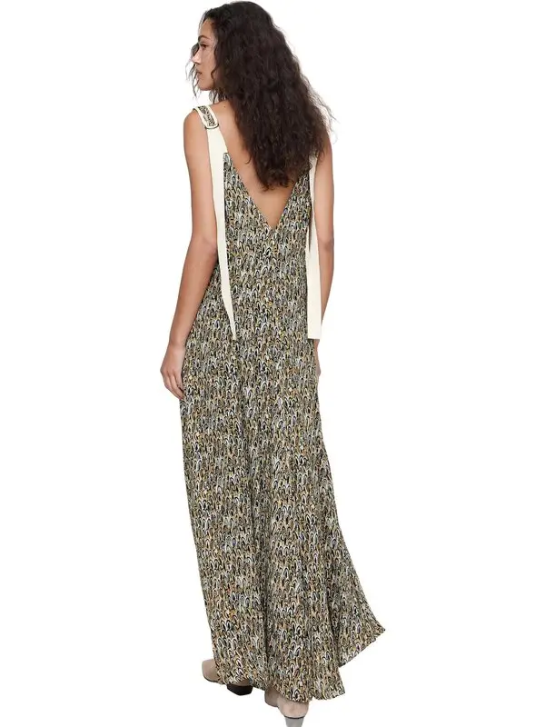 Banana Republic Pintuck Maxi Dress - Green Camo Feathers