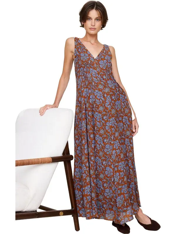 Banana Republic Pintuck Maxi Dress - Lilac Floral Paisley