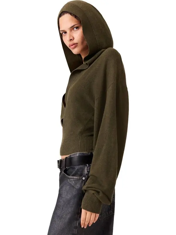 Stella McCartney Hooded Cropped Sweater - Dark Khaki