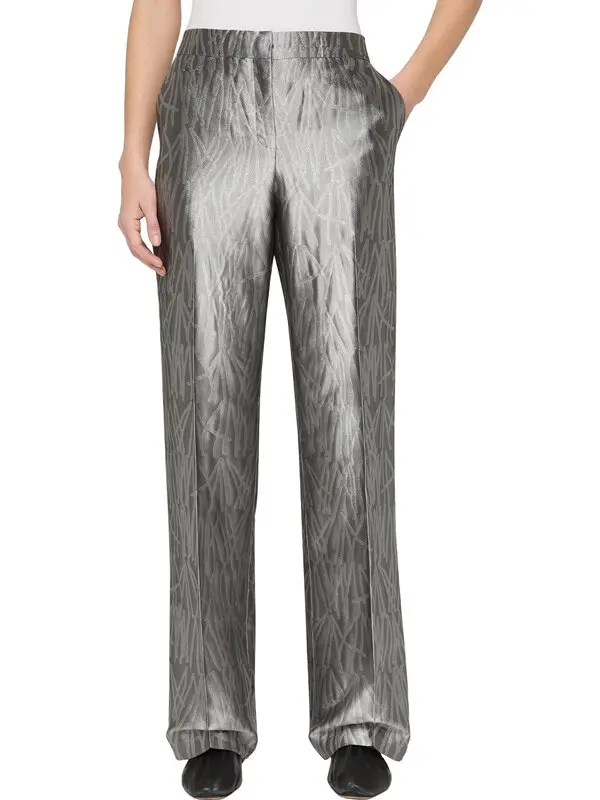 Lafayette 148 New York Metallic Jacquard Trouser - Silver