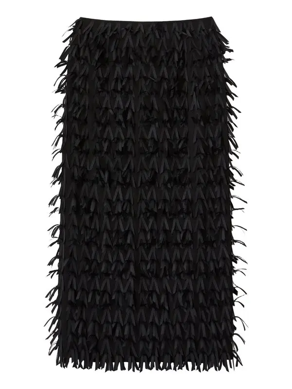 Lafayette 148 New York Ribbon Fringe Midi Pencil Skirt - Black