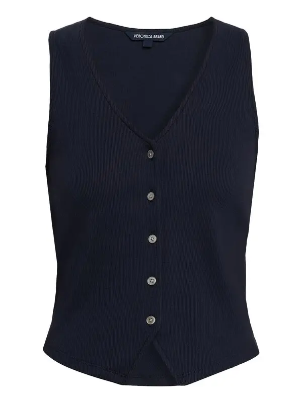 Veronica Beard Hoorne Rib-knit Vest - Navy