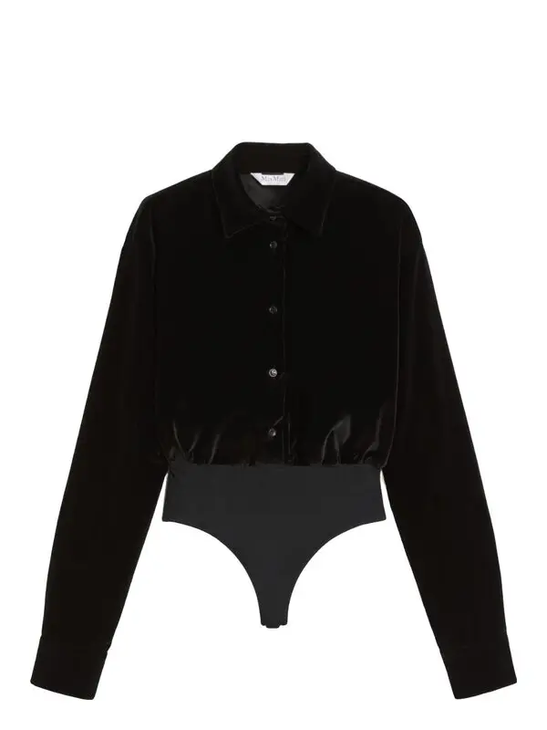 Max Mara Velvet Bodysuit Shirt - Black