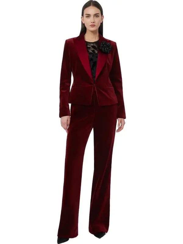 Max Mara Cropped Velvet Tuxedo Jacket - Bordeaux