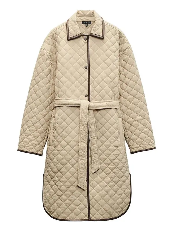 Rag & Bone Kelly Long Quilted Jacket - Tan