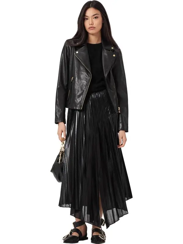 ALLSAINTS Jax Pleated Midi Skirt - Black