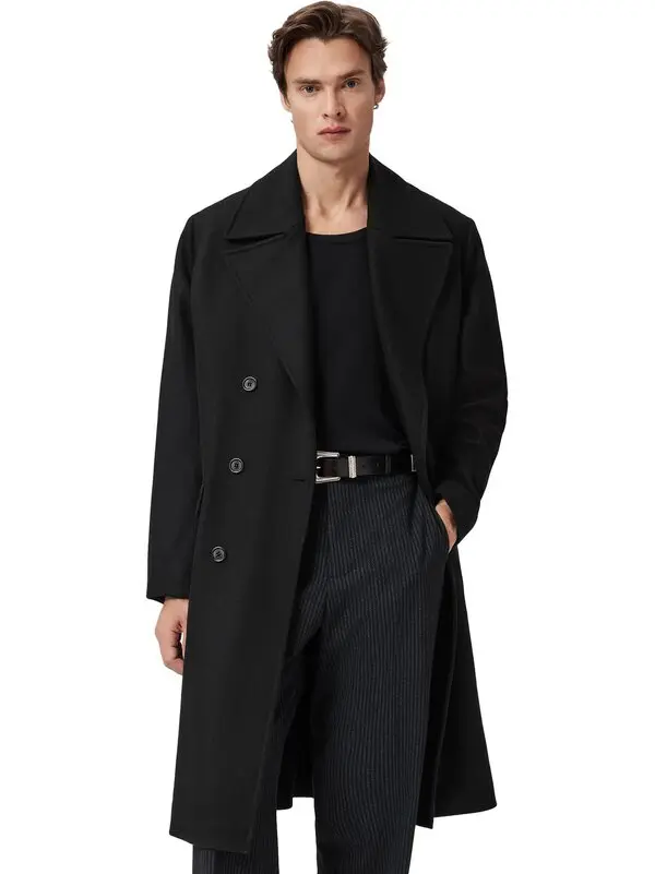 ALLSAINTS Curran Relaxed Fit Wool Coat - Black
