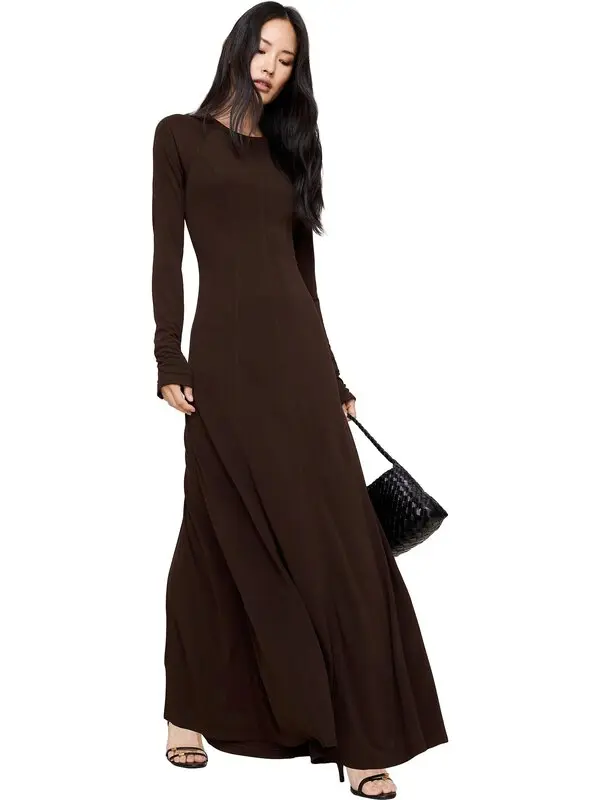 Banana Republic Paneled Knit Maxi Dress - Ganache Brown