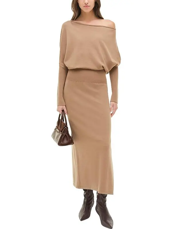 Simkhai Janese Off-the-shoulder Midi Dress - Camel