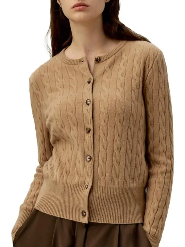 Lilysilk Baby Cashmere Cable-knit Cardigan - Camel