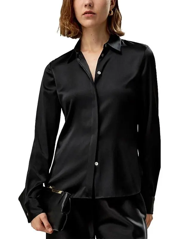 Lilysilk Tailored Waist Silk Shirt - Black