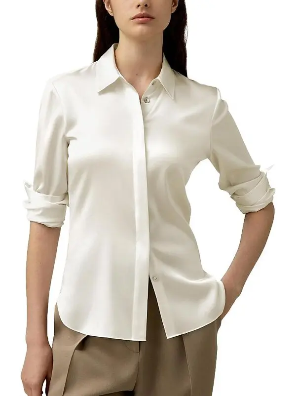 Lilysilk Tailored Waist Silk Shirt - Natural White