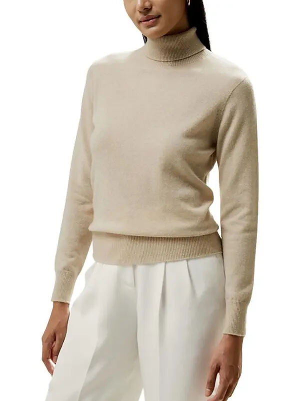 Lilysilk Cashmere Turtleneck Sweater - Greige