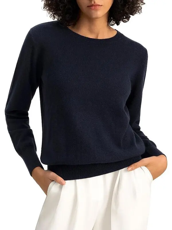 Lilysilk Baby Cashmere Crewneck Sweater - Navy Blue