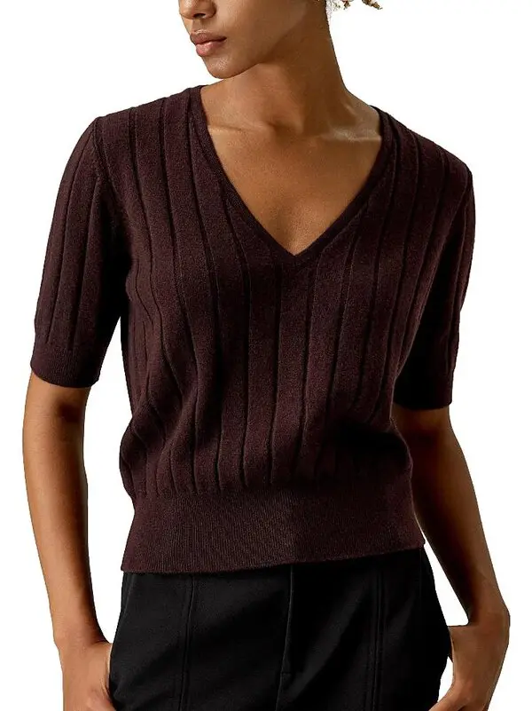 Lilysilk V-neck Cashmere T-shirt - Fruitwood