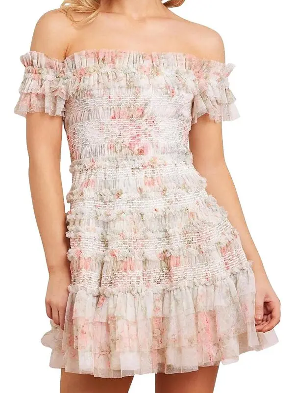 NEEDLE & THREAD Madame Rose Elodie Mini Dress - Moonshine