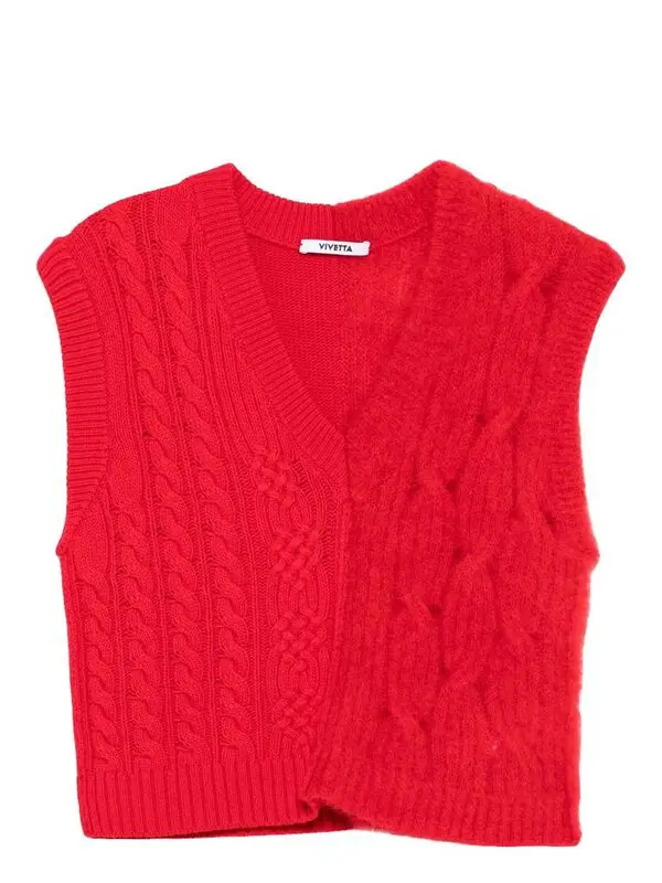 Vivetta Sleeveless Cable Knit Top - Red