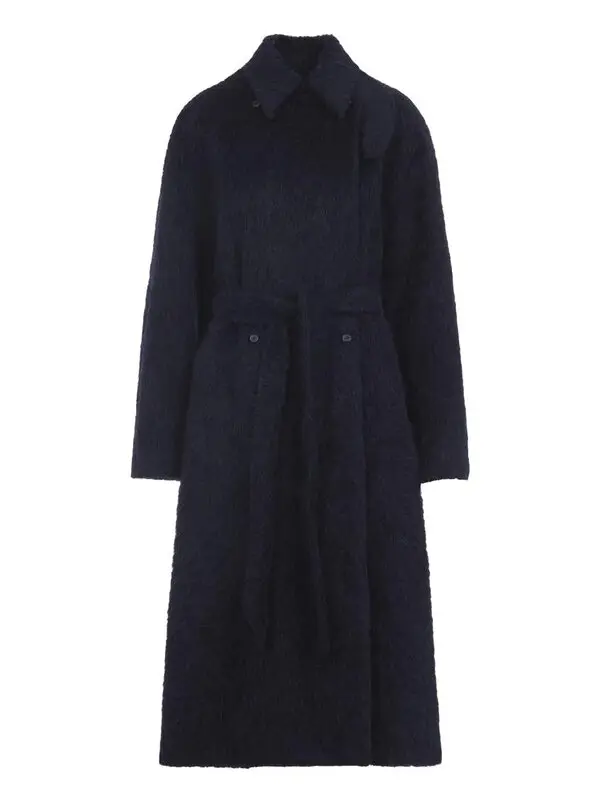 Carven Alpaca And Wool Blend Long Belted Coat - Blue