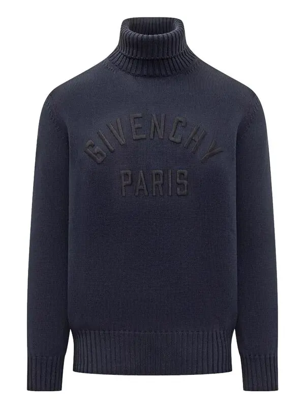 Givenchy High Neck Sweater With Logo - Blue