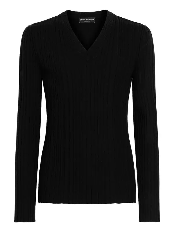 Dolce & Gabbana Wool V-neck Sweater - Black