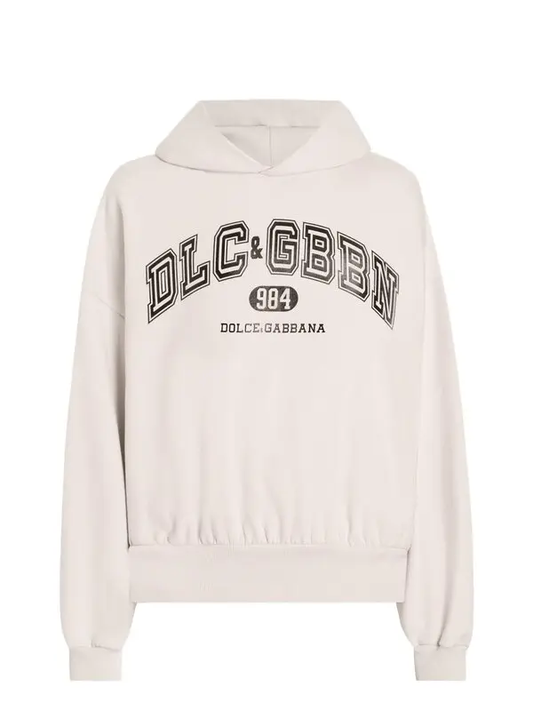 Dolce & Gabbana Printed Jersey Hoodie - Beige