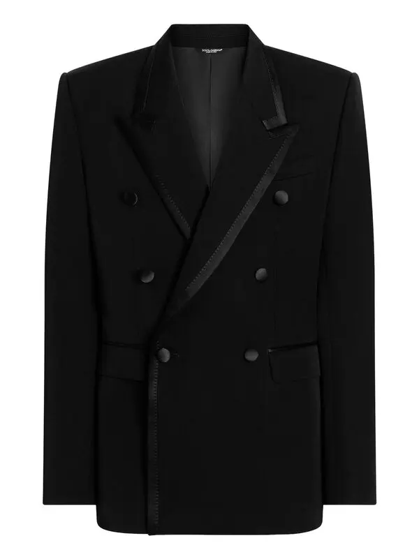 Dolce & Gabbana Double-breasted Jacket Inwool Gabardine - Black
