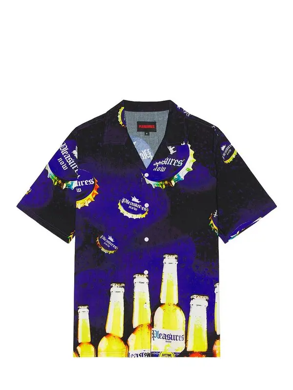 PLEASURES Cerveza Camp Shirt - Blue