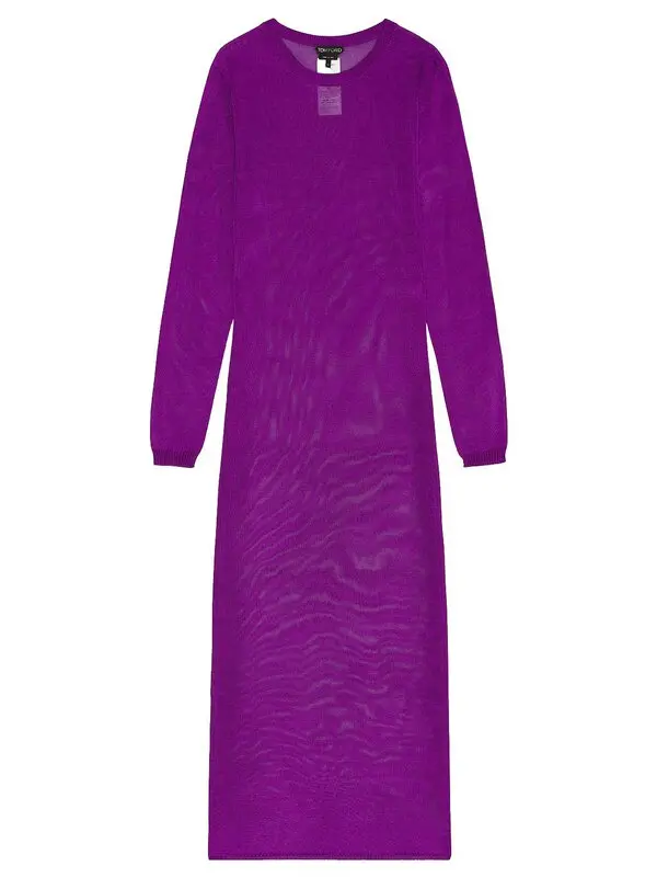 TOM FORD Extra Light Silk Crewneck Dress - Bright Purple