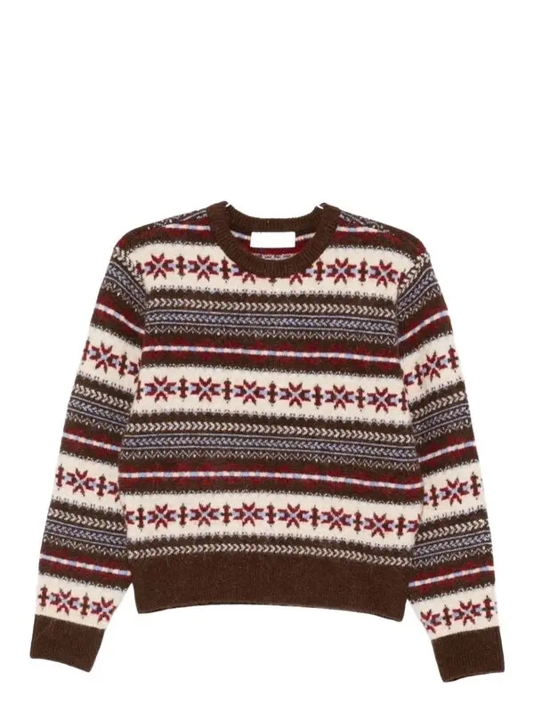 DUNST Wool-blend Fair Isle Jumper - Brown