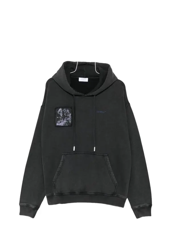 Off-White Faded Painting Skate Cotton Hoodie - Black