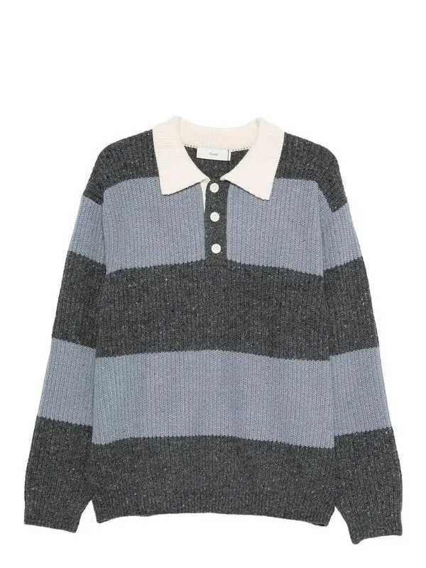 DUNST Striped Knit Sweater - Blue