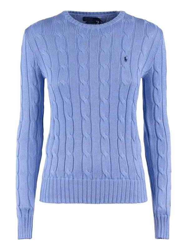 Ralph Lauren Cotton Cable-knit Crew Neck Sweater - Blue
