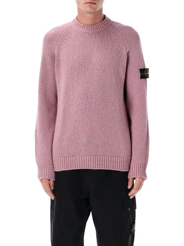 Stone Island Mouliné Wool Raglan Sleeve Sweater - Melange Pink