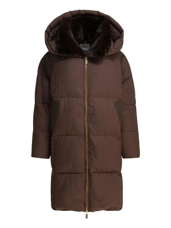 Max & Moi Long Down Jacket With Hood - Brown