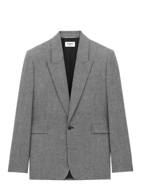 Saint Laurent Blazer Jacket In Wool - Grey