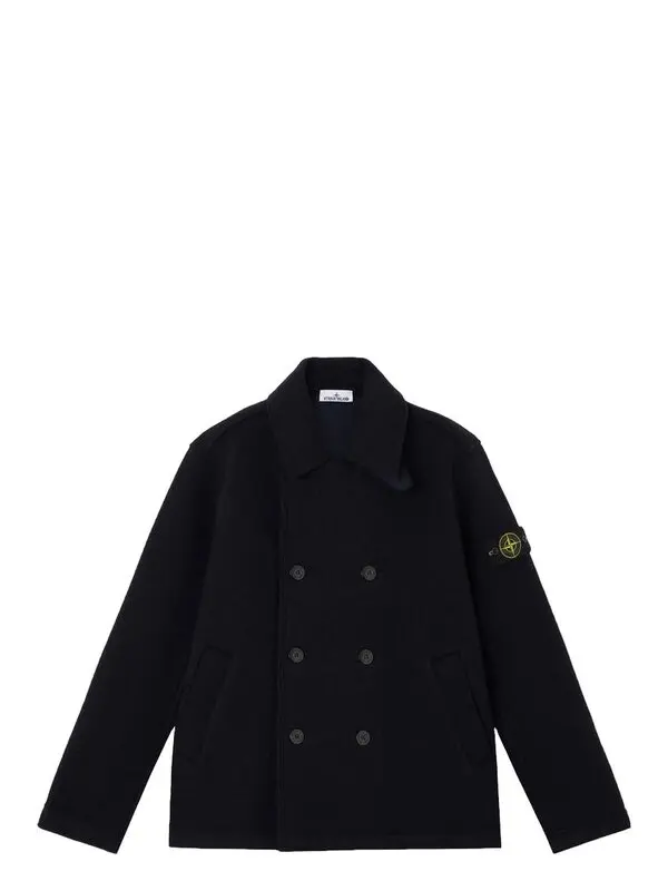 Stone Island Double-breasted Wool Felt Pea Jacket - Blue
