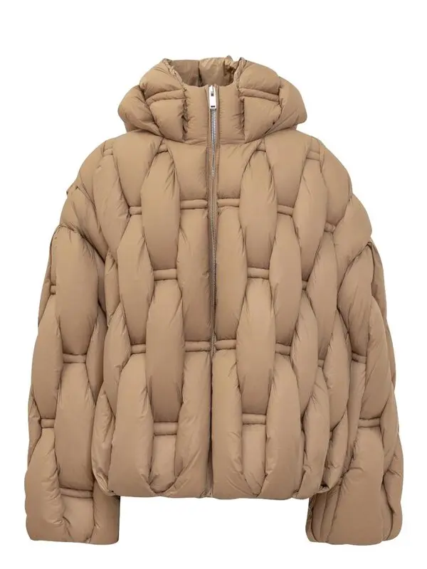 RAXXY Quilted Down Hooded Jacket - Beige