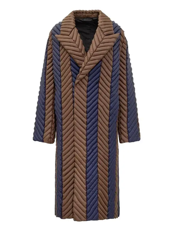 RAXXY Striped Quilted Long Coat - Multicolor