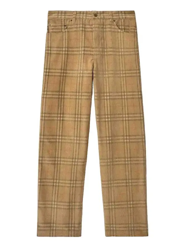 Burberry Checked Corduroy Trousers - Brown