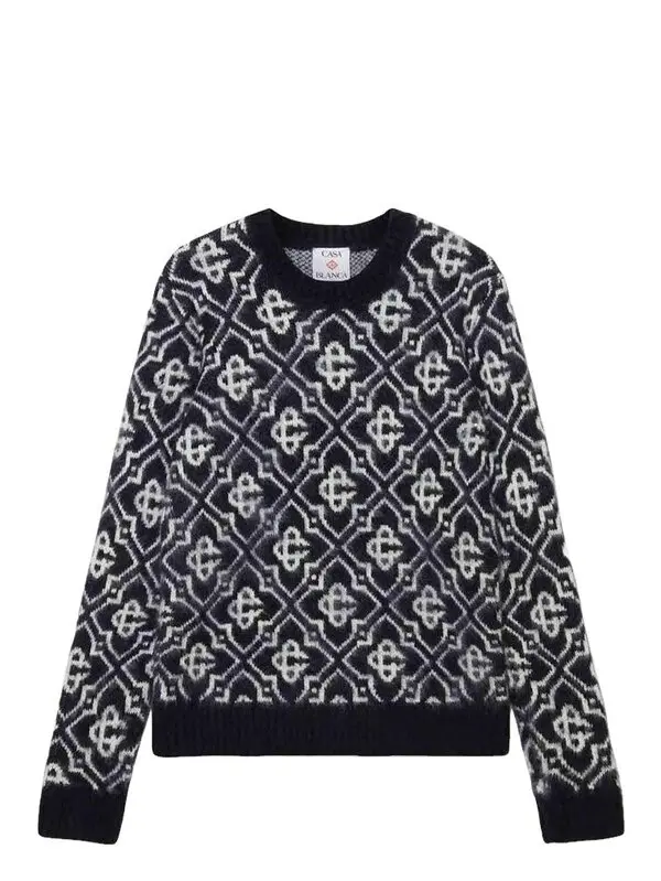 Casablanca Monogram Jacquard Knit Sweater - Black