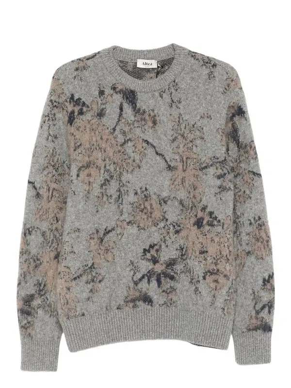 Altea Floral Pattern Wool Sweater - Grey