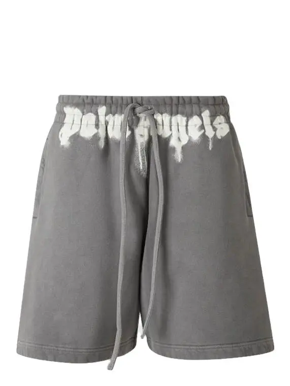 Palm Angels Printed Logo Bermuda Shorts - Grey