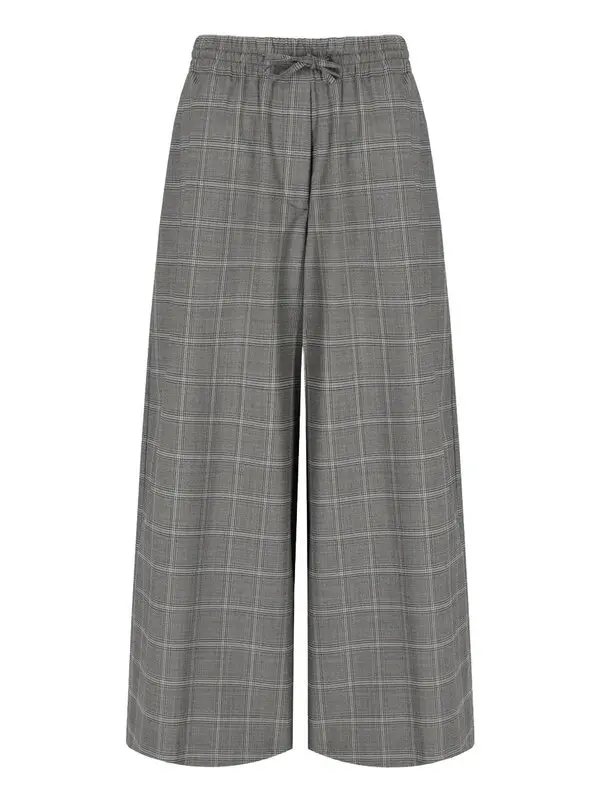 Max Mara Luigi Tartan Wool Blend Trousers - Grey