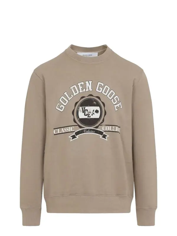 Golden Goose College Print Crewneck Sweatshirt - Beige