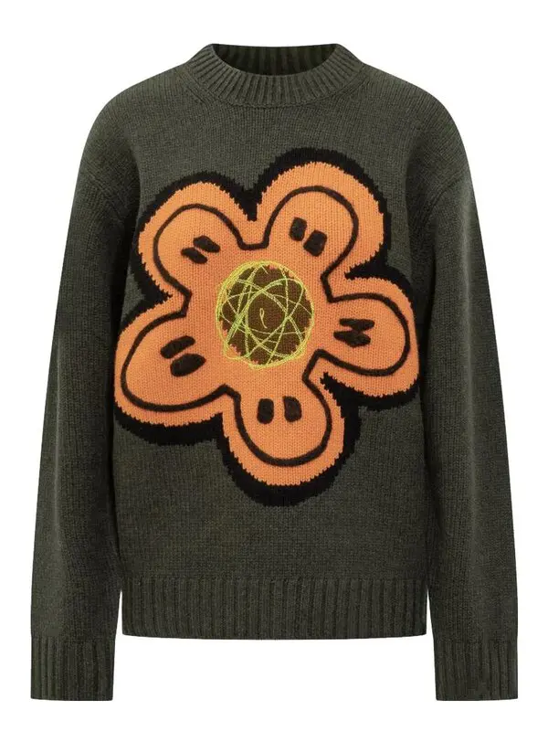 Kenzo Sweater With Floral Graphic - Green