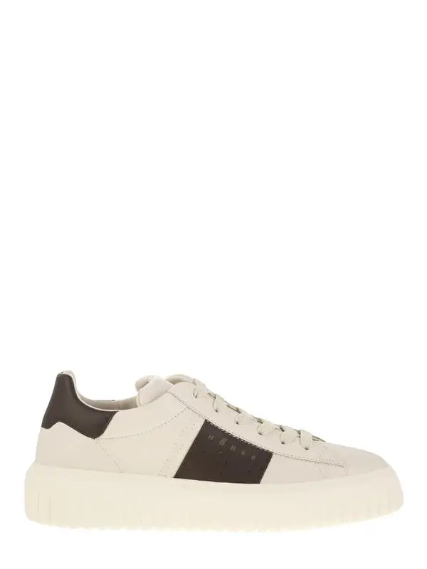 Hogan H-stripes Leather Trainers - Beige