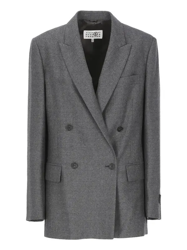 MAISON MARGIELA Double-breasted Virgin Wool Blazer - Grey