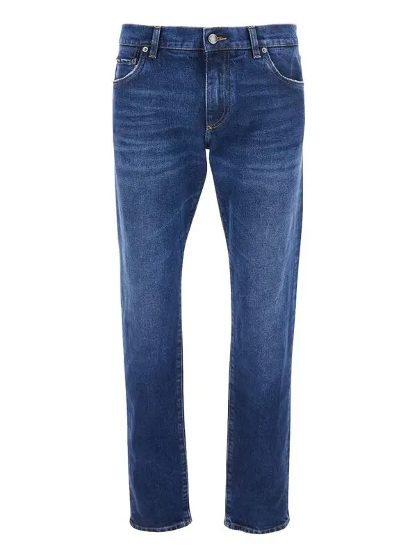 Dolce & Gabbana Slim Jeans With Logo Patch - Blue