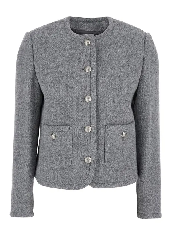 DUNST Button-closure Tweed Jacket - Grey